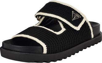 Guess Damen Fadenna Flache Sandale, Schwarz/Wei&szlig; 001, 37.5 EU