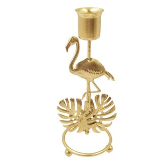 FOMIYES Vintage Kerzenhalter mit Tropischem Flamingo und Palmblatt Design Metall Kerzenst&auml;nder f&uuml;r Tischdekoration bei Partys und Festivals 1 St&uuml;ck Nordic Sti