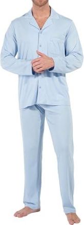 HOM Pyjama Long Rafael Pajama Set, Bleu Clair passepoils Blanc, M Mens