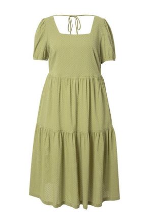 Ulla Popken Maxikleid Maxikleid Carree-Ausschnitt Puff-Halbarm