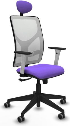 Piqueras y Crespo Schreibtischstuhl, wei&szlig; und lila, mit wei&szlig;en und schwarzen Armlehnen, h&ouml;henverstellbare Lendenwirbelst&uuml;tze und festes Kopfteil, Wei&szlig;/Lila
