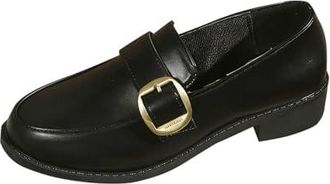 Generic Mocassins d&eacute;contract&eacute;s &agrave; bout rond pour femme - &Eacute;l&eacute;gants - Couleur unie - Classique - Talons &eacute;pais - L&eacute;gers et confortables - Chaussures de marche pou