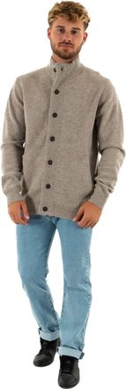 Barbour Pullover mit Kn&ouml;pfen Rei&szlig;verschluss und Aufn&auml;her MKN0731ST16 Farbe Stone, hellgrau, XX-Large