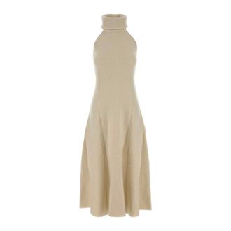 Magda Butrym Femme, Robes, Blanc, Taille: 36 FR Robe Midi Dos Nu et Col Montant