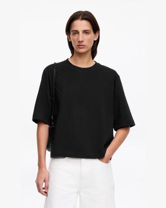 Arket Kastiges Signature-T-Shirt -Schwarz