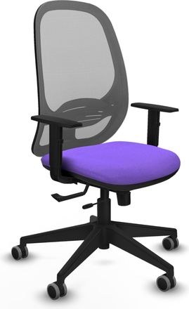 Piqueras y Crespo Stuhl mit 1D-Armlehnen, h&ouml;henverstellbare Lendenwirbelst&uuml;tze, ausgestattet mit Syncro/Traslack und Schneideschaum, mit Rollen 65 mm, Parkett, Grau/Lil