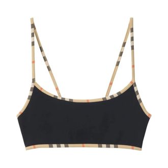Burberry Femme, Maillots de bain, Noir, Taille: 38 FR Check Trim Bikini Top
