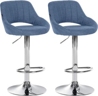 Clp 2er Set Barhocker Milet Mit Stoffbezug I Drehbarer Barstuhl Mit Lehne Und Fu&szlig;st&uuml;tze, Farbe:blau, Material Gestell:Metall in Chromoptik