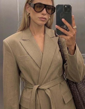 NA-KD blazer ceintur&eacute; vert &eacute;meraude