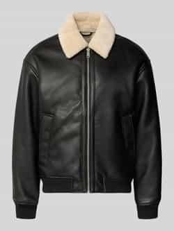 Premium by Jack & Jones Bomberjacke in Leder-Optik mit Teddyfell