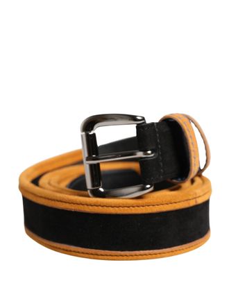 Dolce & Gabbana Men Black Orange Polyester Metal Buckle Belt Calf