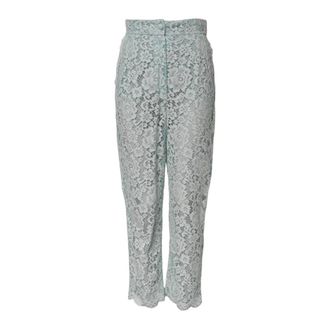 Dolce & Gabbana Blumenspitze High Waist Hose - - Trousers - Damen - Gr&uuml;n - S