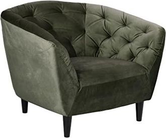 AC Design Furniture Ragnar Bequemer Sessel aus Waldgrünem Samtstoff, Chesterfield Sessel für das Wohnzimmer, B: 97 x H: 76 x T: 90 cm
