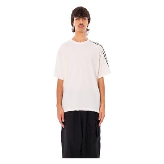 Yohji Yamamoto Homme, Tops, Blanc, Taille: M Painted Stripes Raw Edge Tee