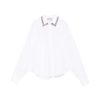 Ermanno Scervino Femme, Blouses et Chemises, Blanc, Taille: 34 FR Floral Embellishment Shirt