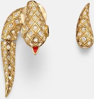 Yvonne L&eacute;on Yvonne L&eacute;on Ohrringe Python aus 9kt Gelbgold (375/1000) mit Emaille, Diamanten und Spinell