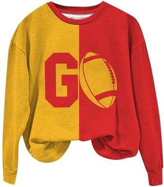 Generic Sweat-shirt pour femme - Imprim&eacute; graphique britannique - Haut surdimensionn&eacute; - Col rond - Manches longues - Automne - Hiver - D&eacute;contract&eacute; - Confortabl