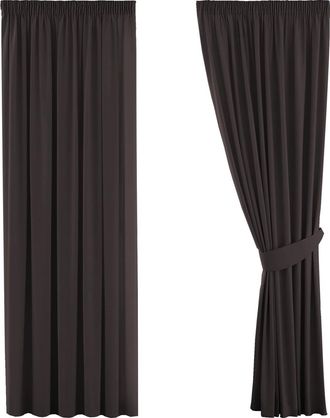 H.VERSAILTEX Gardine blickdichte, Dunkelbraun VerdunkelungsGardine mit Kräuselband, Energiespar & Wärmeisolierend, 2 Stück 182 cm x 166 cm (H x B), 2er-Set