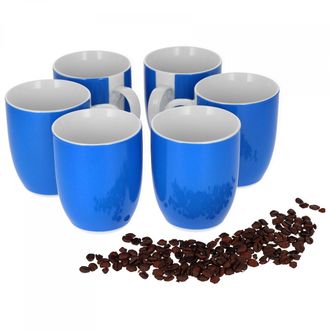 Van Well van Well Vario 6er Kaffeetassen-Set - Porzellan-Tasse gro&szlig; - in fr&ouml;hlichen Farben - pflegeleichtes Tassen-Set - f&uuml;r Sp&uuml;lmaschine & Mikrowelle geeignet