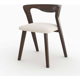 Rendez-Vous D&eacute;co Chaise en bois dh&eacute;v&eacute;a fonc&eacute; et tissu boucl&eacute; cr&egrave;me - VEGA