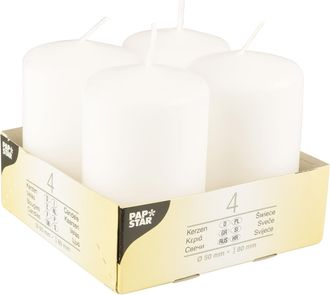 Papstar 24 Stumpenkerzen Ø 50 mm · 80 mm Weiss