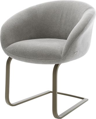 DELIFE Schwingstuhl Vinka-Flex mit Armlehnen Freischwinger flach Effektfinish Titan Strukturstoff Soft Grau Taschenfederkern