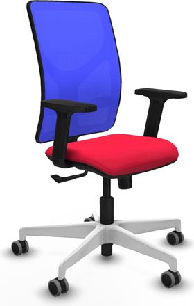 Piqueras y Crespo B&uuml;rostuhl mit 2D-Armlehnen, h&ouml;henverstellbare Lendenwirbelst&uuml;tze, ausgestattet mit 3 Positionen und Schneideschaum, Blau/Rot