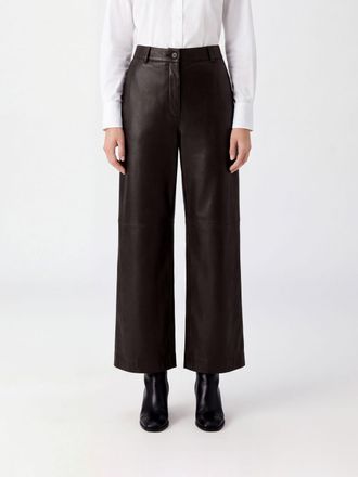 Parosh Pantalon droit P. A.R. O.S. H. taille mi-haute en cuir dagneau lisse