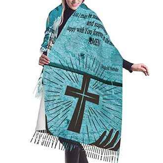 Generic Prière De Sérénité, Écriture, Église Paisible, Verset Inspirant Et Encourageant Glands Foulard Doux Écharpe Femme Élégant Étole Châle De Femme