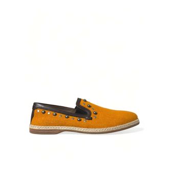 Dolce & Gabbana Orange Studded Leinen Leder Loafers - - Shoes - Herren - Orange - 43 EU