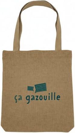 Fabulous Sac Shopping Tote Bag Aspect Lin - Ca Gazouille Mignon B&eacute;b&eacute; - Sac de Courses Toile Epaisse 360g Beige Naturel Cabas Port&eacute; Epaule Solide Imprim&eacute; en Fra