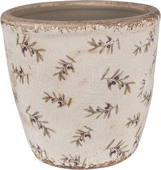 Clayre & Eef Blumentopf Ø 16x16 cm Beige Blau Keramik Oliven Innenblumentopf