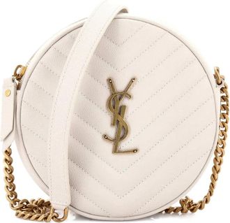 Saint Laurent Vinyle Round Camera Bag Matelasse Chevron Leather crossbody bag - Nude
