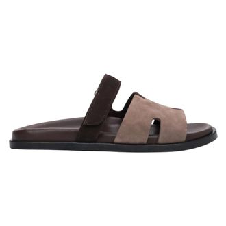 Estro & Luminara Femme, Chaussures, Brun, Taille: 38 EU Sandales Slides en Velours et Cuir