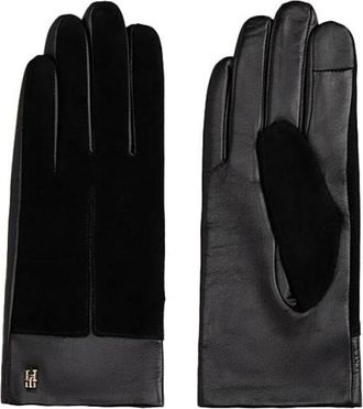 Tommy Hilfiger unisex, Accessoires, Noir, Taille: S/M Chic Suede Back Leather Gloves