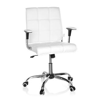 hjh OFFICE 719010 Chaise de Bureau, Chaise pivotante Ernesto blancau Design rétro, avec accoudoirs, Dossier Dossier matelassé, inclinable, piètement en Acier chr