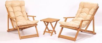 Asir Group LLC Asir Group Llc - Chaise de jardin en bois de hêtre 100% naturel, sans vernis, brun et crème, 59x90x44 cm