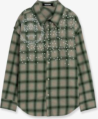Barrow Shirt with check pattern and all-over studs - BARROW - gender_Man