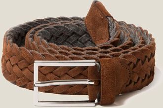 Luca Faloni Geflochtener Gürtel in Hellbraun aus Leder für Herren