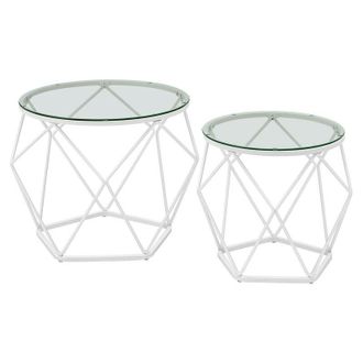 Vasagle Table Basse Ronde, Lot de 2, Table dAppoint, Bout de Canap&eacute;, Style Moderne, Plateau Amovible, Cadre en Acier, pour Salon, Gris Ardoise et