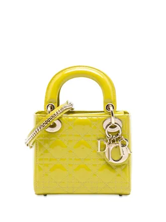 Dior 2021 mini Cannage Lady Dior Satchel-Tasche - Gelb