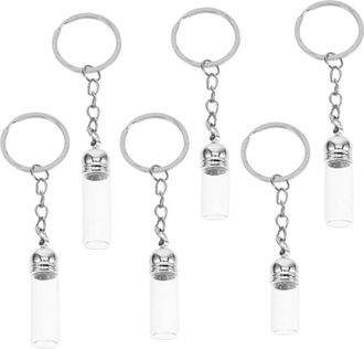 Valiclud 6stücke Teiliges Kleine Transparente Glasfläschchen Als Parfümflasche Und Ätherische Öl Schlüsselanhänger Leere Duftöle Behälter Für Reisen Nachfüllba