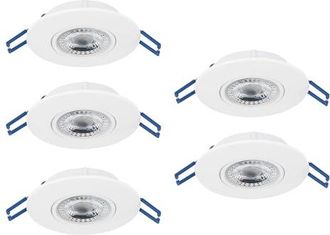 Eglo 5er Set LED Einbaustrahler Cedrez, &Oslash; 9 cm, Deckenspots extra-flach, Deckenstrahler mit Dip Switch, Kunststoff in Wei&szlig;, warmwei&szlig;, neutralwei&szlig;, kaltwei&szlig;