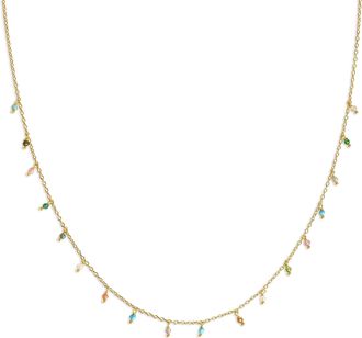 Singularu Dancing Stones Halskette. Messing mit 18 Kt Vergoldeter Beschichtung und Naturstein. Schmuck für Damen