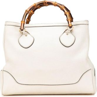 Gucci Shopper - Medium Leather Bamboo Diana Tote - Gr. unisize - in Weiß - für Damen