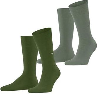 Burlington Everyday Multipack M So coton unies lot de 2 paires, Chaussettes Homme, Vert Fir Green 7656, 40-46