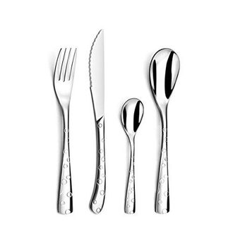 Amefa Besteck-Set FLOCON, Tafelbesteck mit Seifenblasen-Gravur, f&uuml;r 6 Personen, Edelstahl gl&auml;nzend, 24-teilig