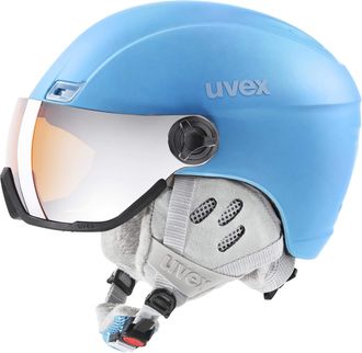 Uvex hlmt 400 Visor Style - Leichter Skihelm f&uuml;r Damen und Herren - individuelle Gr&ouml;&szlig;enanpassung - mit Visier - Cloudy Blue matt - 58-61 cm