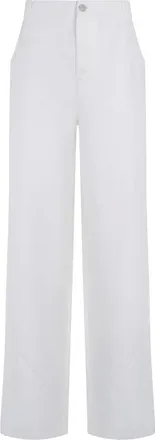 Alberta Ferretti Femme, Pantalons, Blanc, Taille: 42 FR Pantalon ample &eacute;l&eacute;gant &agrave; taille haute