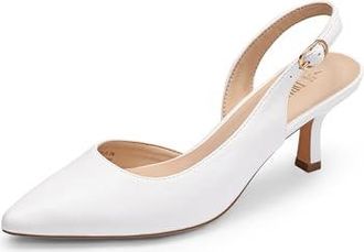 Dream Pairs Escarpins Femme avec Petits Talons &Eacute;l&eacute;gantes Chaussure &agrave; Talon Confortable et Classique,Size 41.5,Blanc-PU,SDPU2444W